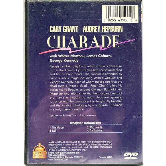 Media | Charade Dvd 1997 Front Row Entertainment | Poshmark